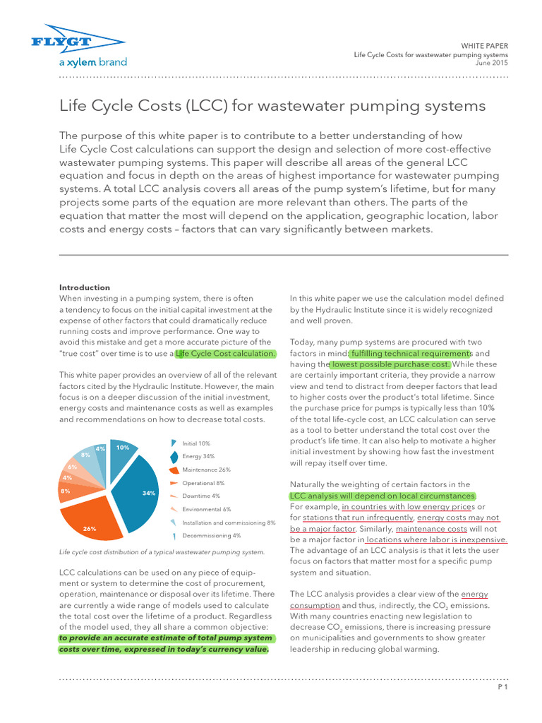 Life Cycle Costs LCC For Wastewater Pumping Systems | PDF | Pump | Life ...