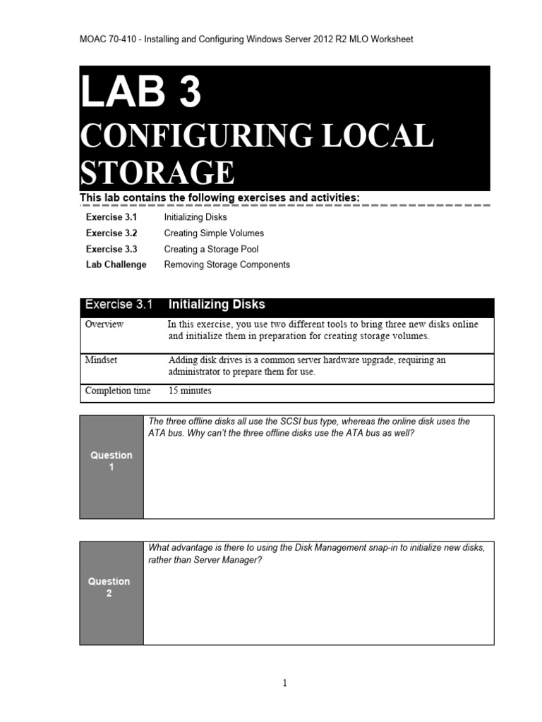 Lab 3 Configuring Local Storage Student | PDF | Computer Data Storage | Disk Storage
