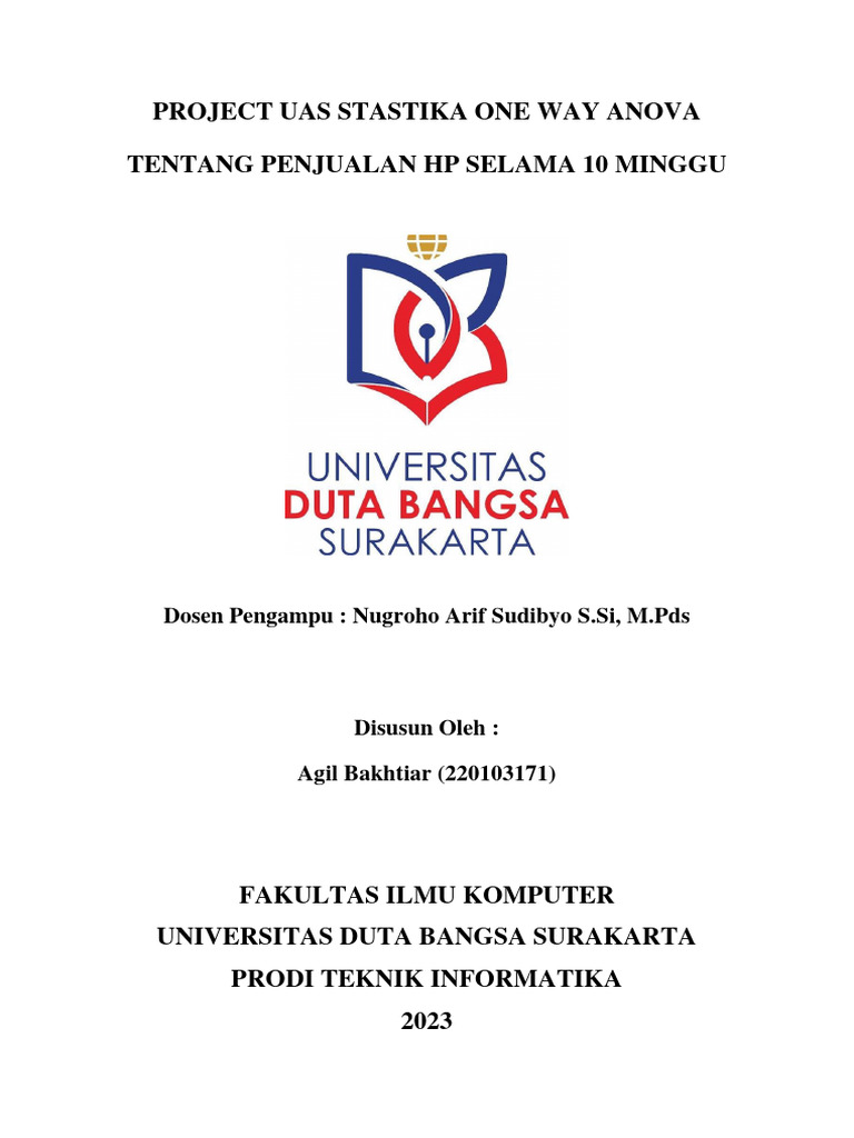 PROJECT UAS STASTIKA ONE WAY ANOVA Agil | PDF
