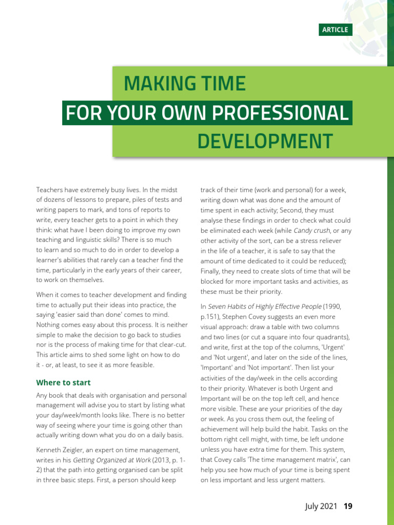 FROES making time for your own professional development | PDF | Time ...
