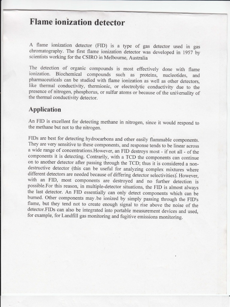 Flame Ionization Detectors Unit 5 | PDF | Gases | Phases Of Matter