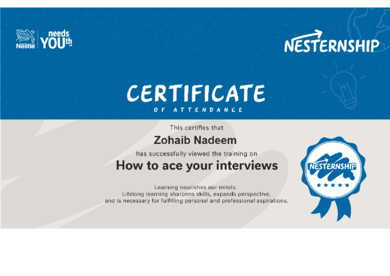 Nestle Certificate | PDF