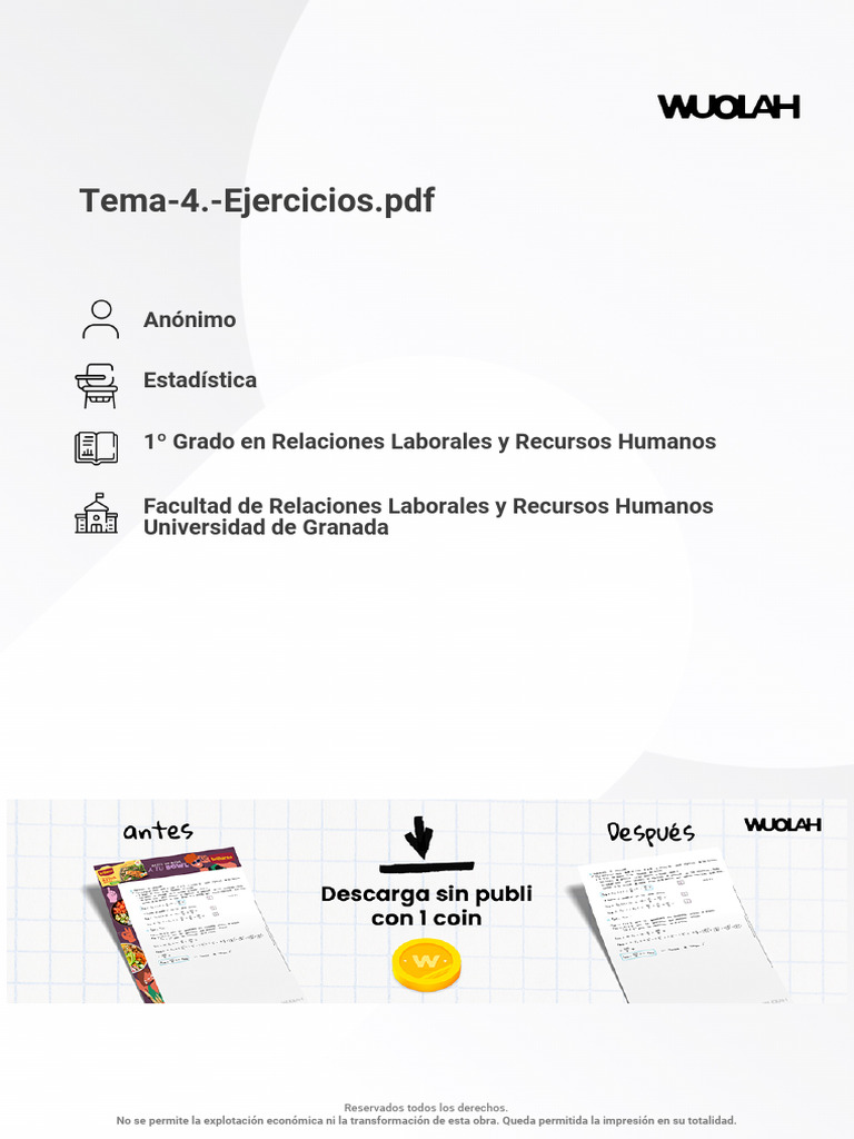 Wuolah Free Tema 4. Ejercicios | PDF | Estadísticas