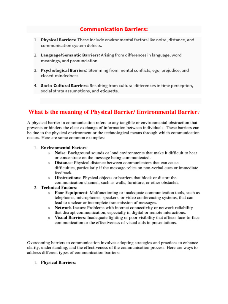 Communication Barriers | Download Free PDF | Communication | Human Communication