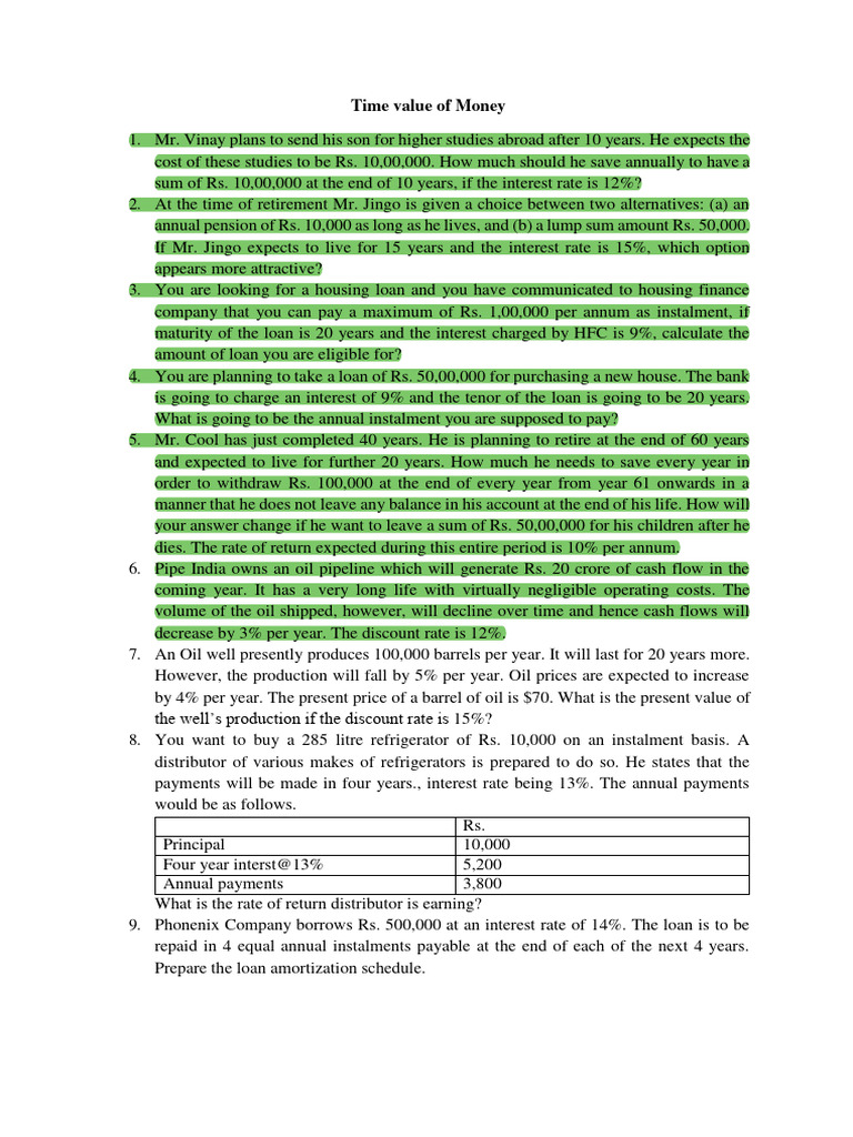 Problems - Time Value of Money | PDF | Interest | Present Value