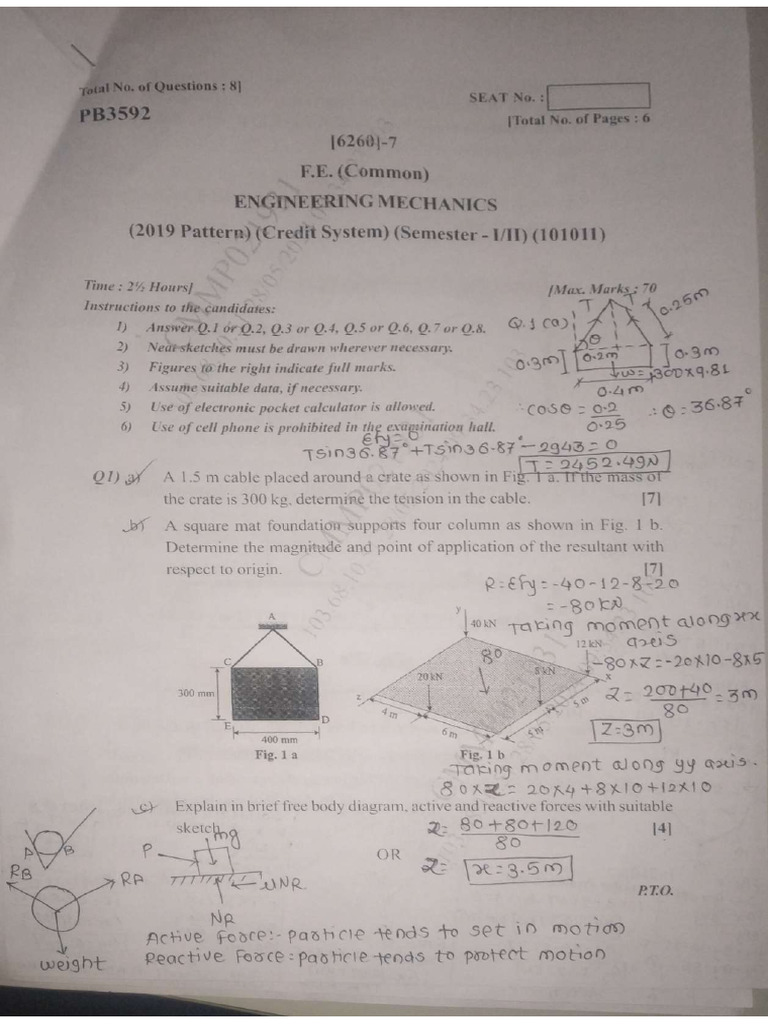 Engineering Mechanics Solution | PDF