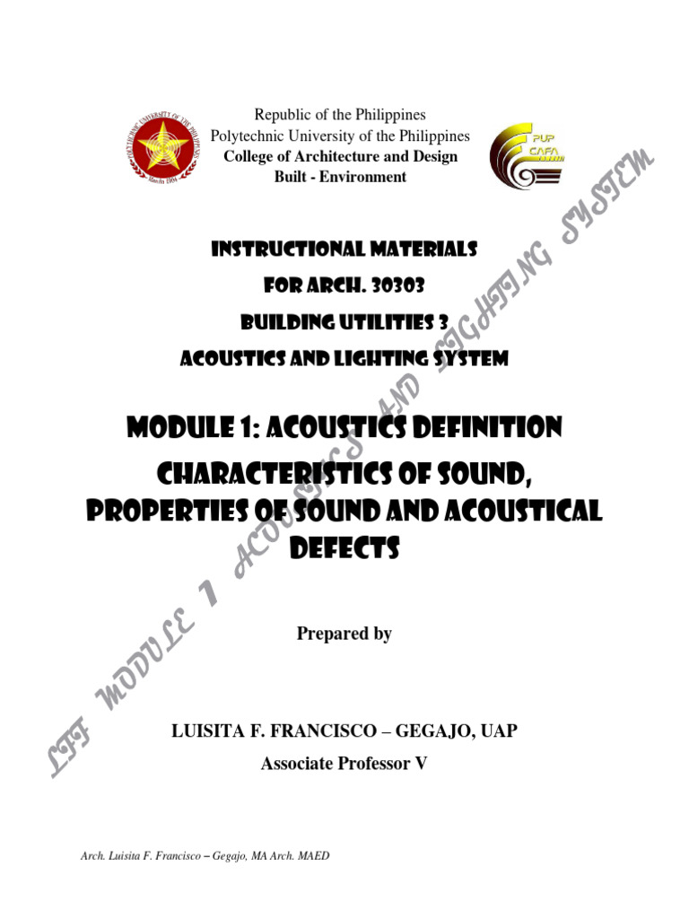 PUP Module 1 Acoustic Definition Sound Characteristics Properties and ...