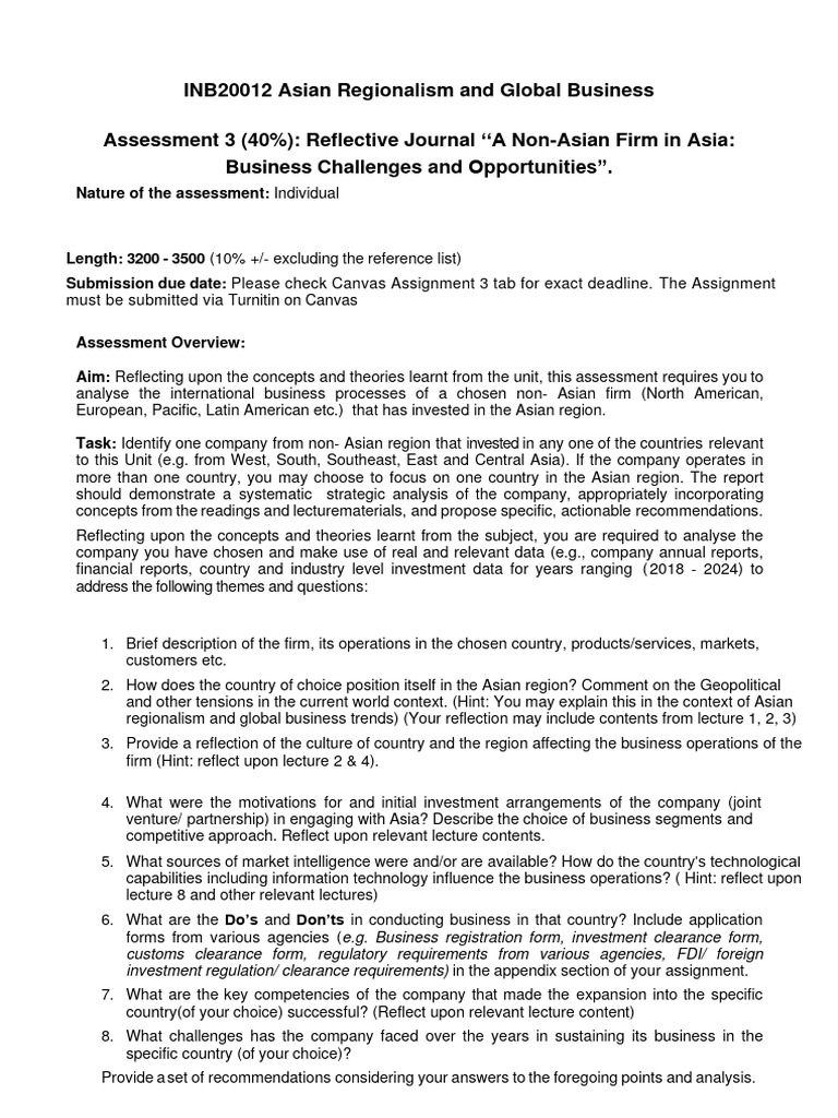 INB20012 Assessment 3 & Marking Guide | PDF | Concept | Theory