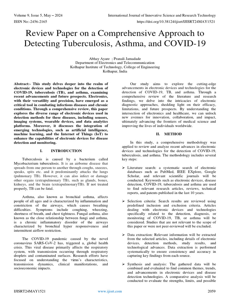 Review Paper on a Comprehensive Approach to Detecting Tuberculosis ...