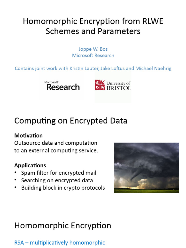 Homo Morphic Encryption From RL We | PDF | Encryption | Secure Communication