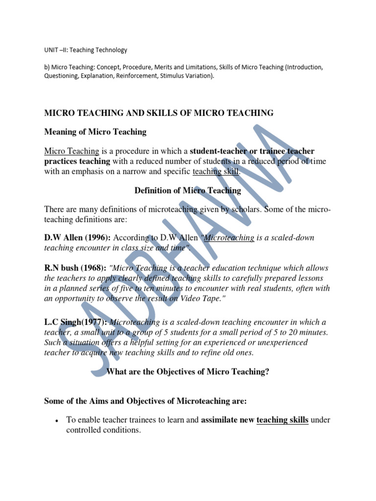 Micro Teaching: Skills and Procedures | PDF | Learning | Educational ...