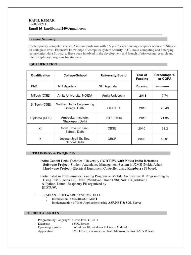 Kapil_Resume Jan 2024 | PDF | Internet Of Things | Nokia