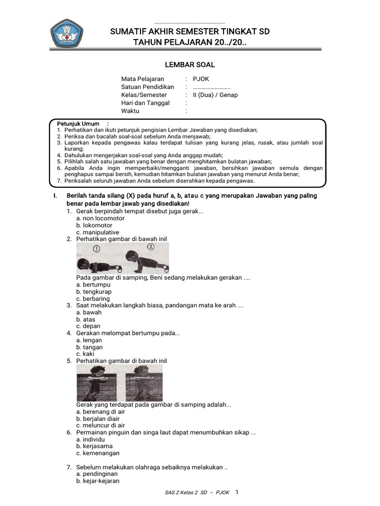 Sas 2 Kelas 2 - Pjok | PDF