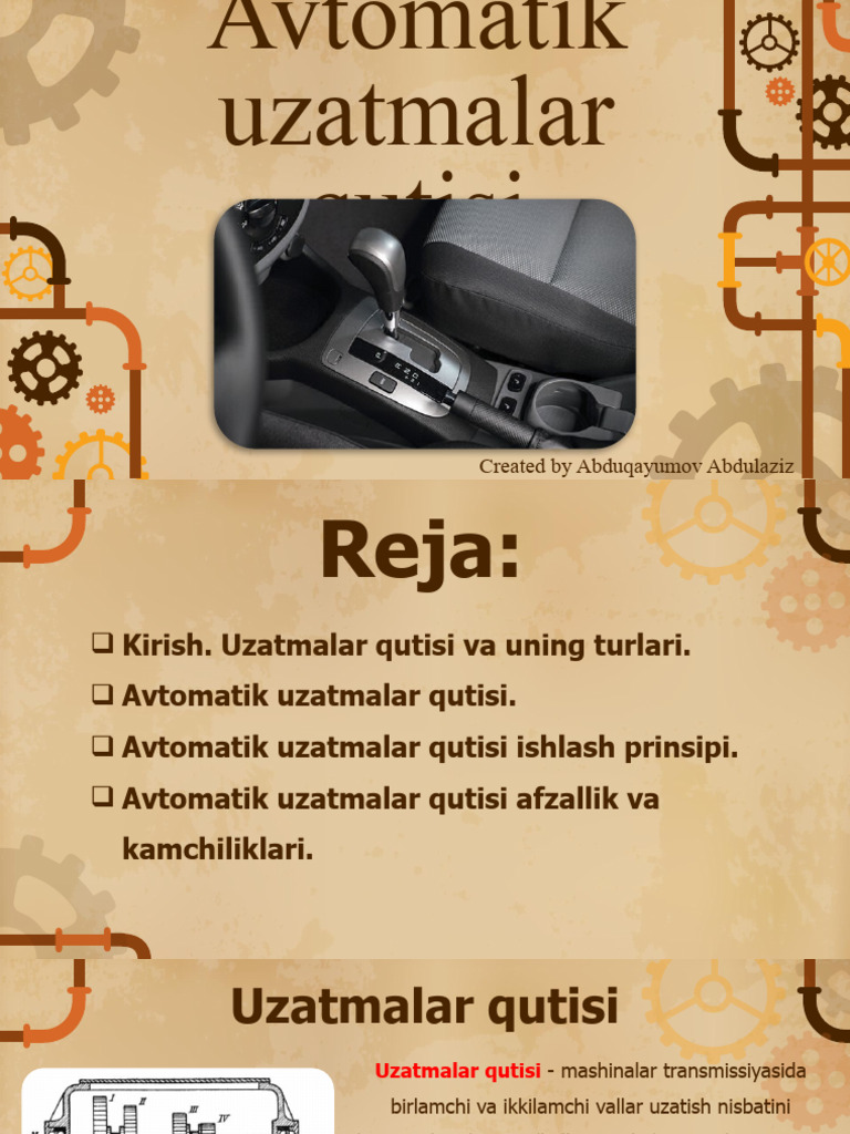Avtomatik Uzatmalar Qutisi. Abduqayumov A. TVA-4 | PDF