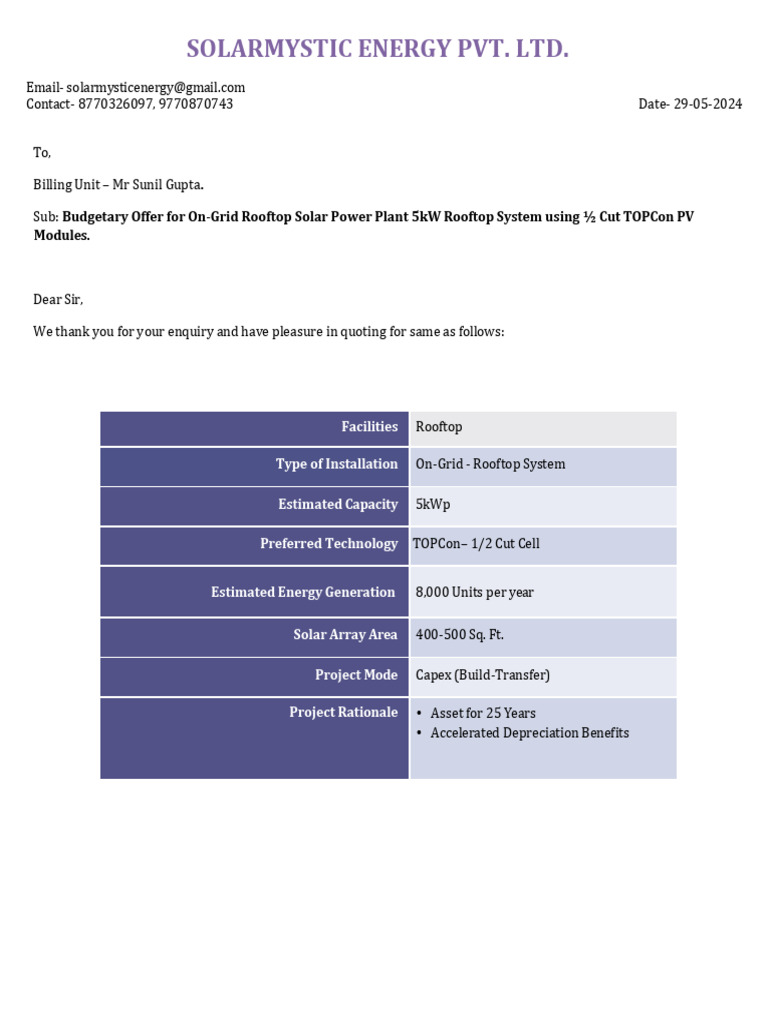 5kW On-Grid Solar System Quotation | PDF | Solar Power | Photovoltaics