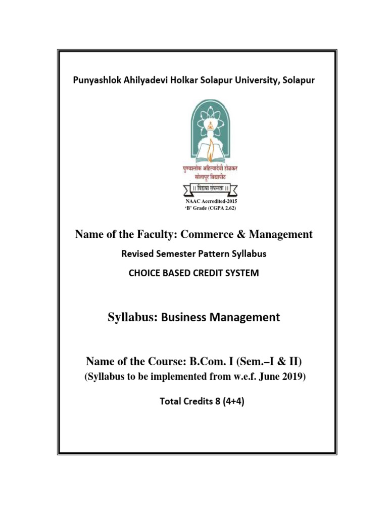 BCom I Principles of Business Management | PDF | Leadership | Course Credit