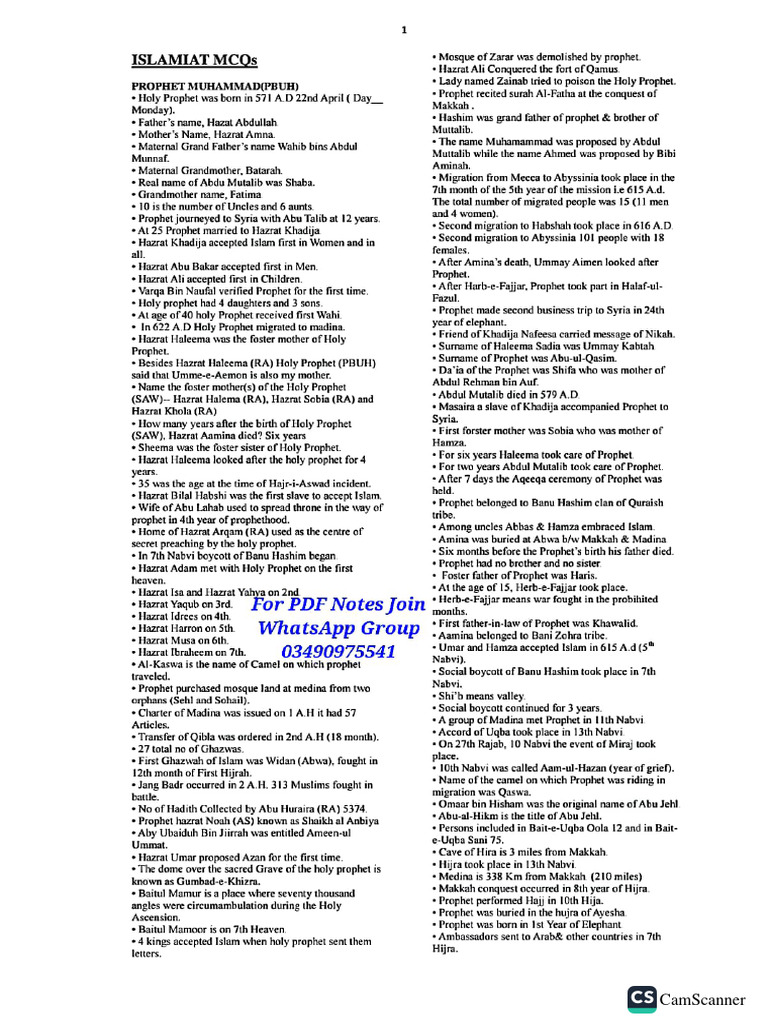 One Liner Important Notes of All Subjects | PDF