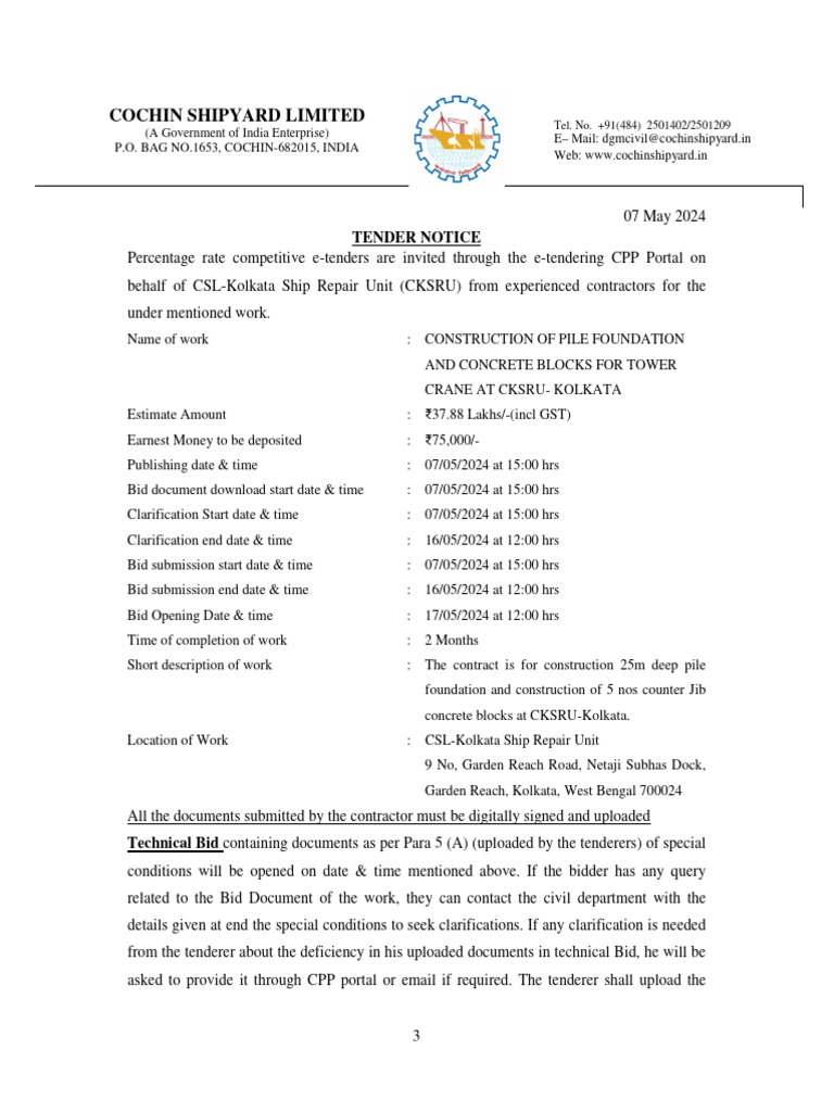 NIT-Construction of Pile Foundation and Concrete Blocks For Tower Crane ...
