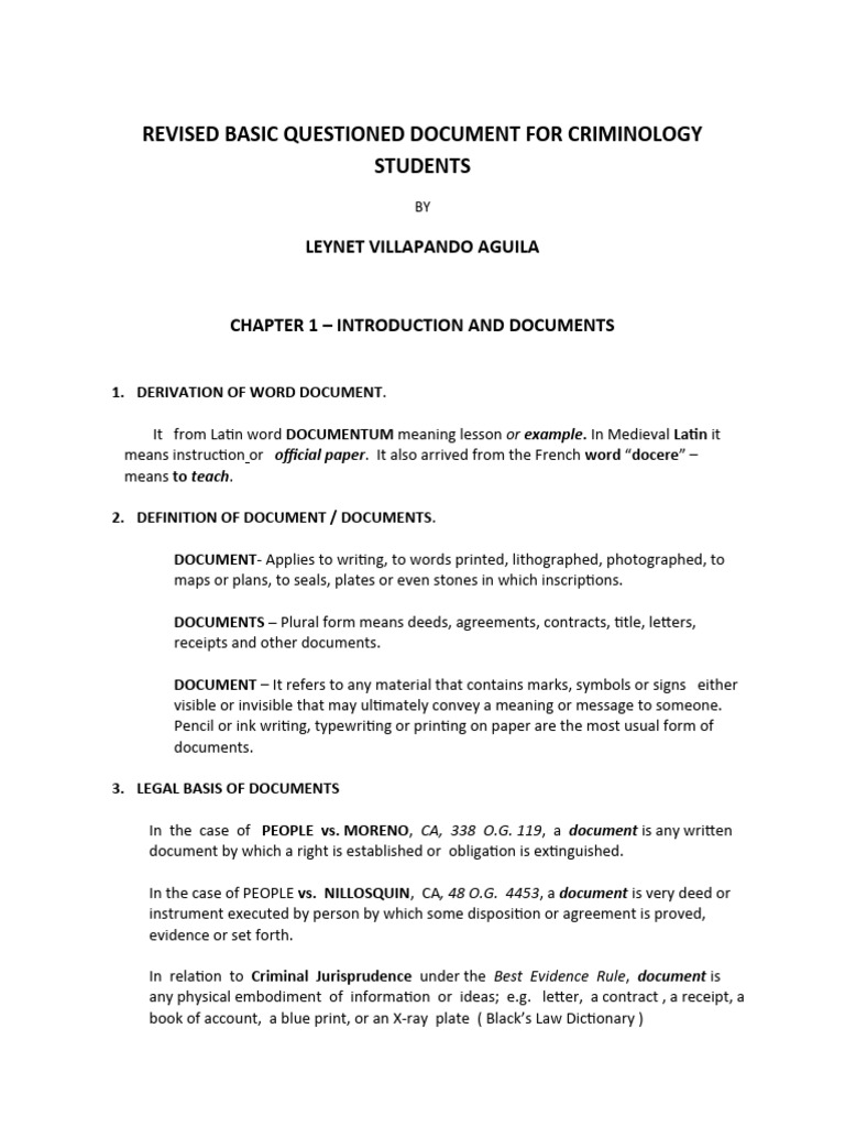 Revised Basic Questioned Document For Criminology Students | PDF ...