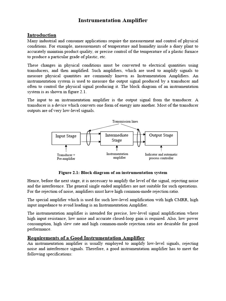Instrumentation amplifier | PDF | Amplifier | Operational Amplifier