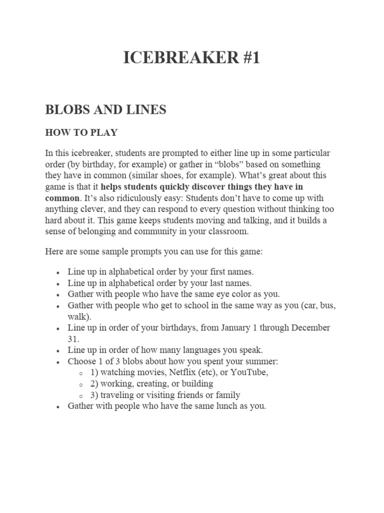 ICEBREAKER Set 1 | PDF