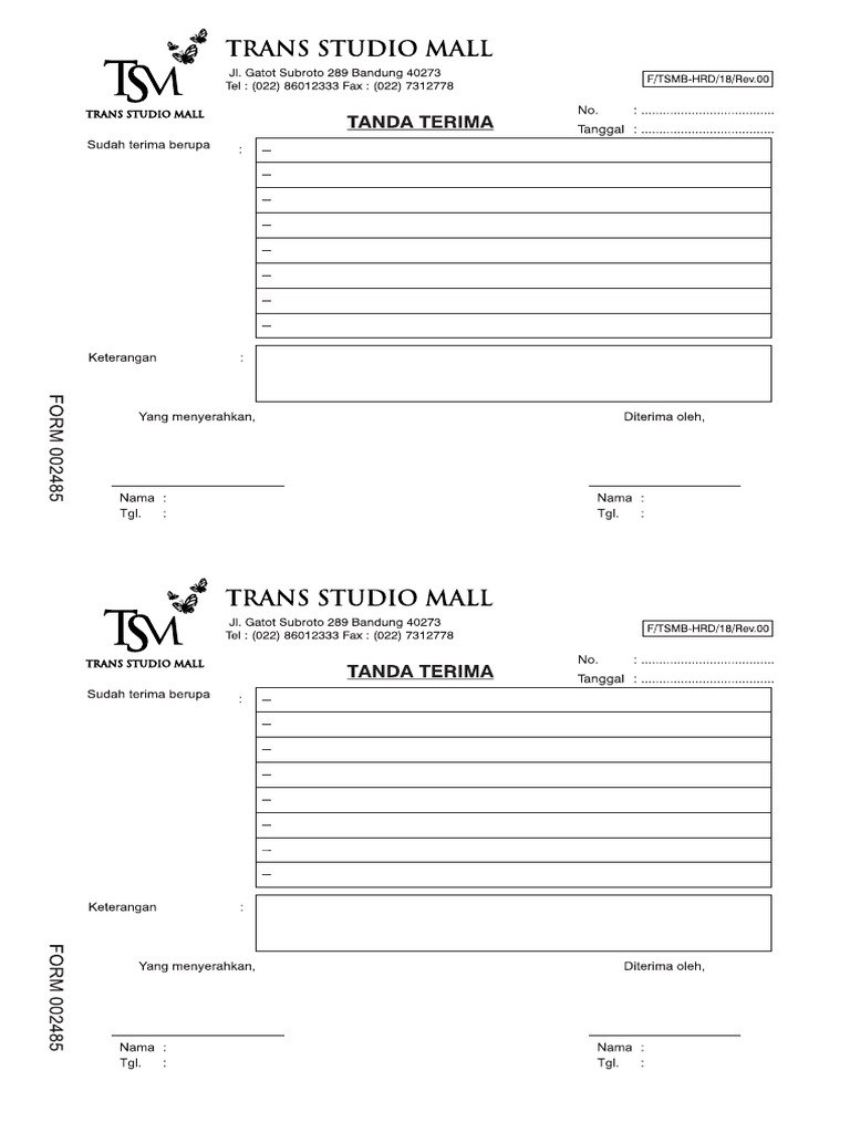 Tanda Terima Tsm PDF | PDF
