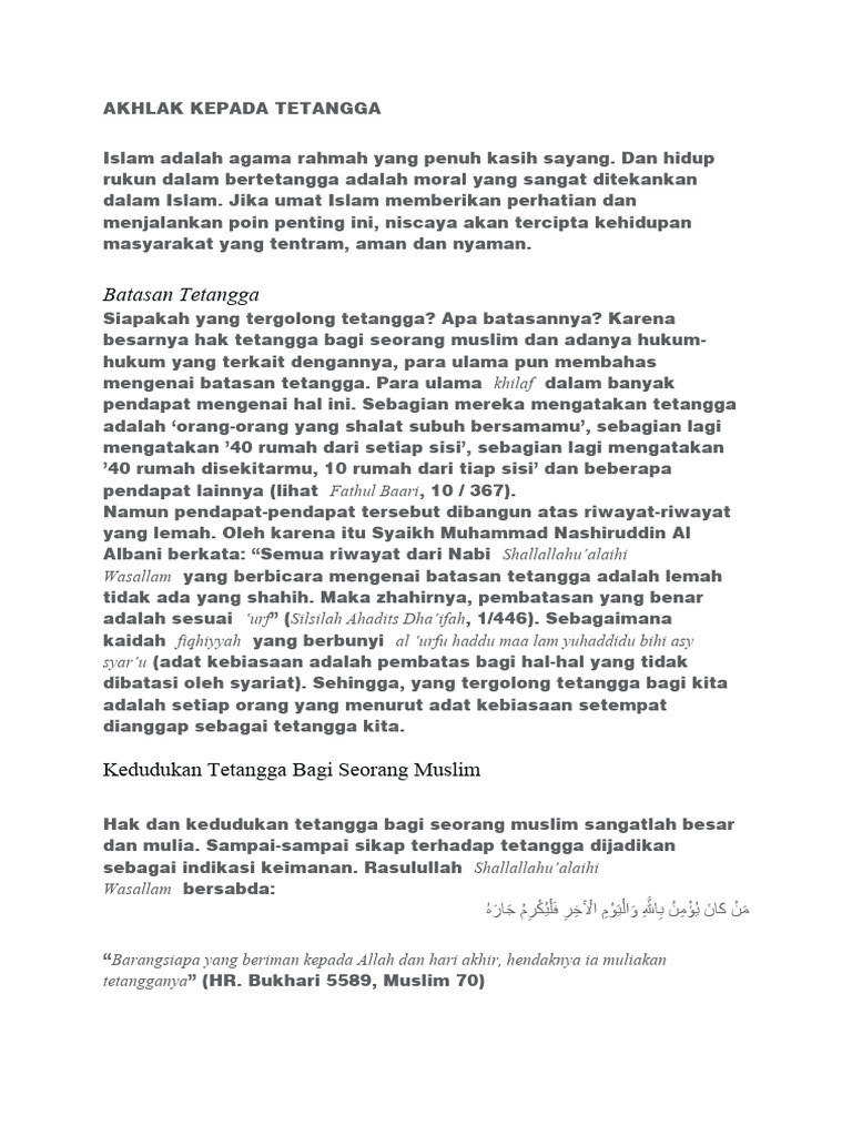 Akhlak Kepada Tetangga | PDF