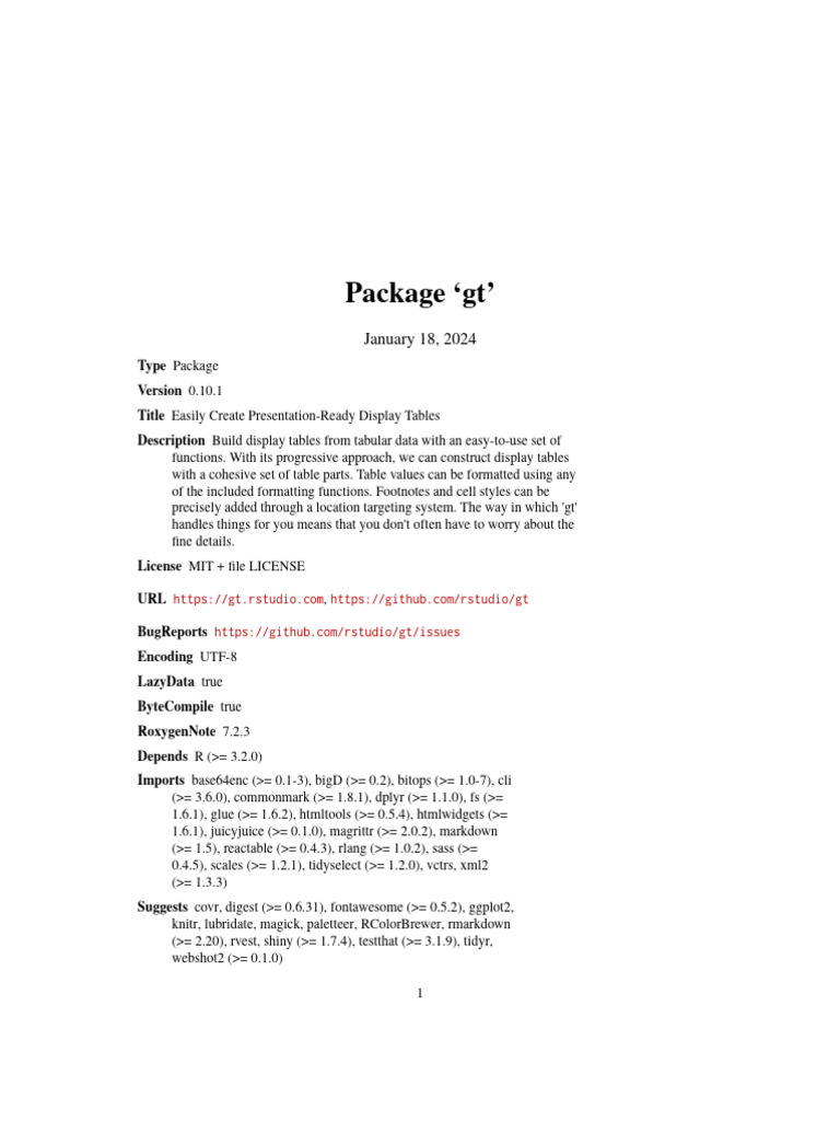 GT Package For R | PDF | Html Element | Computer File Formats