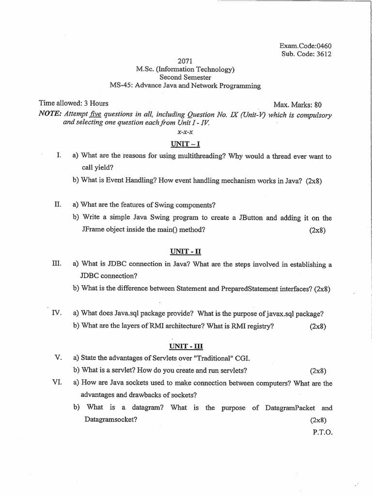 M. Sc. (Information Technology) 2nd Sem - Paper - M.s-45 - Advance Java ... M. Sc. (Information Technology) 2nd Sem - Paper - M.s-45 - Advance Java ...
