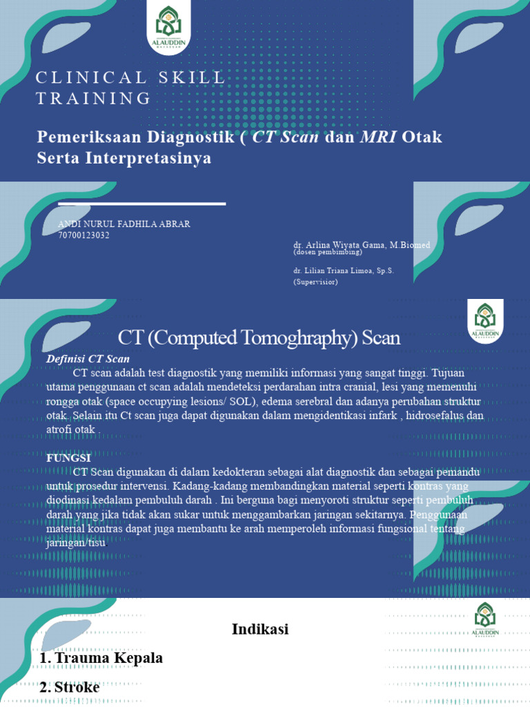 CST - CT Scan Dan Mri Otak | PDF