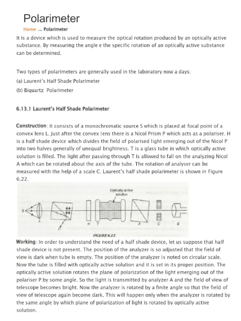Laurent's Galf Shade Polarimeter | PDF | Polarization (Waves ...