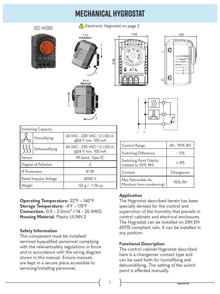 Hygrostat | PDF | Electrical Wiring | Switch