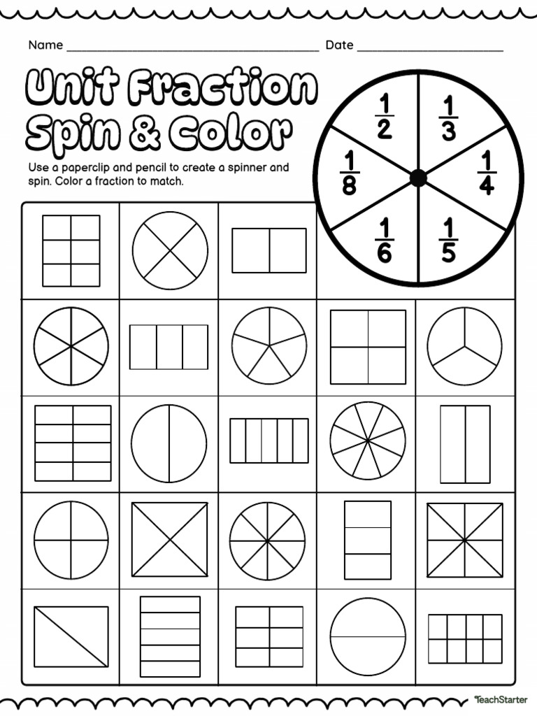 Unit Fraction Spin and Color Activity Print Able PDF | PDF
