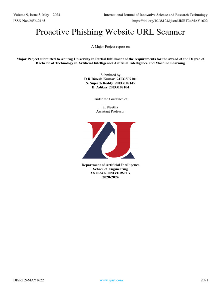 Proactive Phishing Website URL Scanner | PDF | Phishing | Computer Security