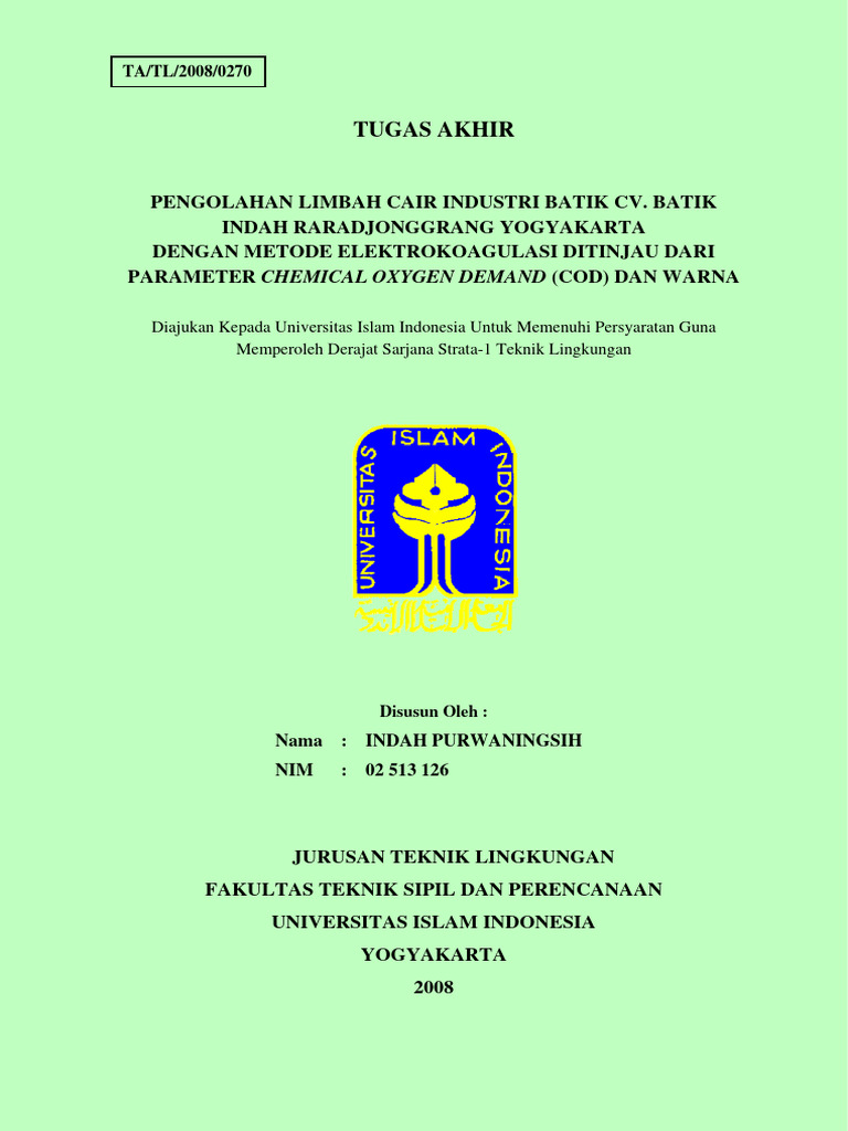 PENGOLAHAN LIMBAH CAIR INDUSTRI BATIK | PDF