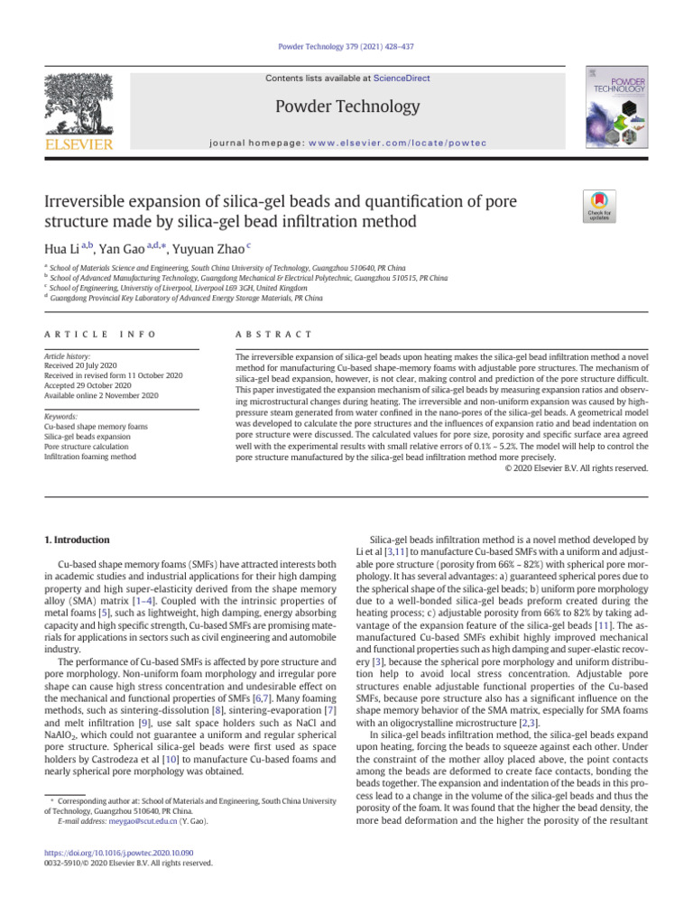 Silica-Gel Beads Expansion Mechanism | PDF | Porosity | Foam