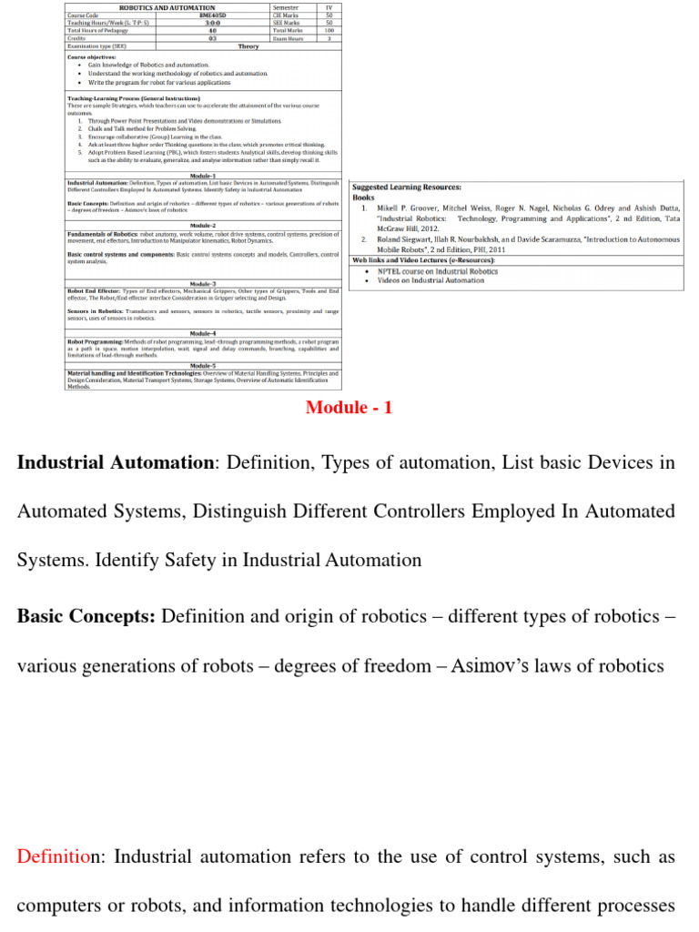 R & D PPT Module 1 & 2 | PDF | Automation | Robot