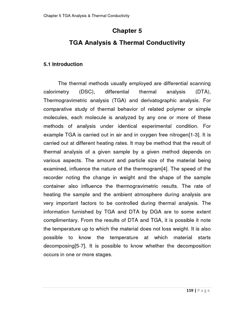 Chapter 5 Tga Analysis Amp Thermal Conductivity | PDF | Thermogravimetric Analysis ...