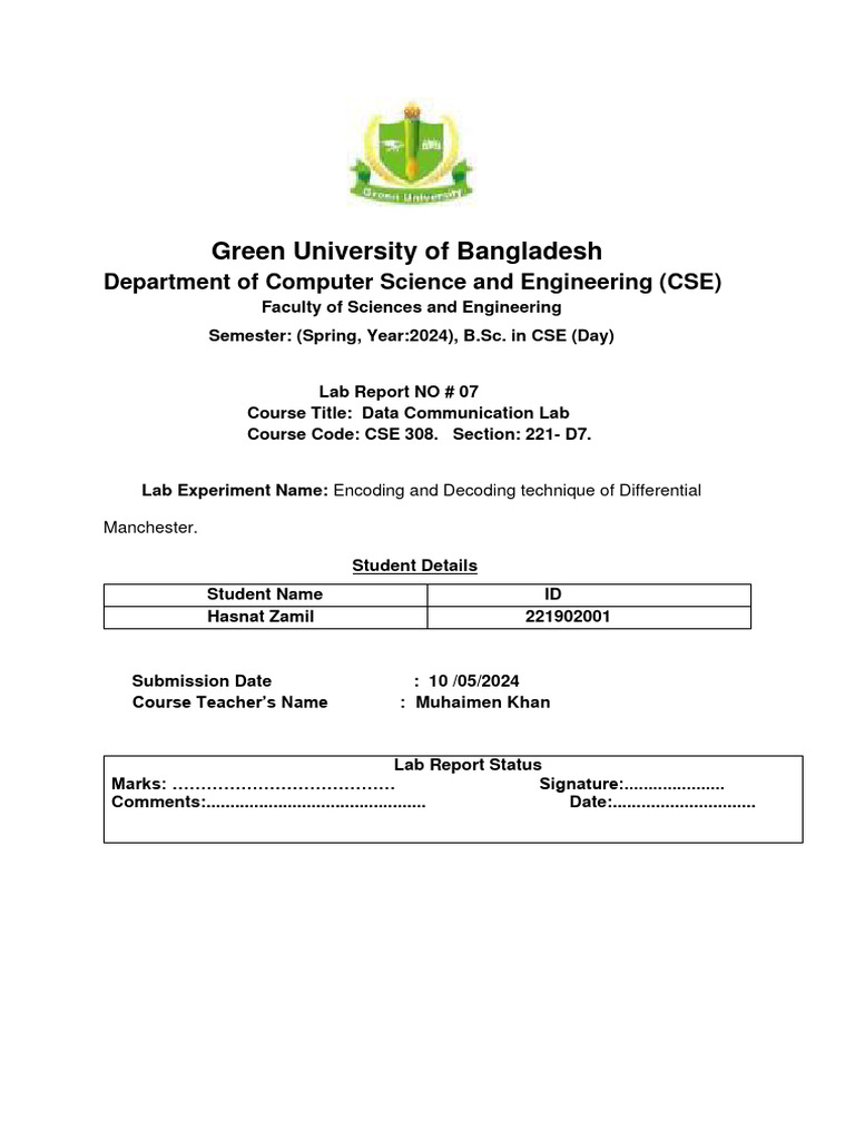 221902001-Lab Report 7 | PDF | Bit | Bit Rate