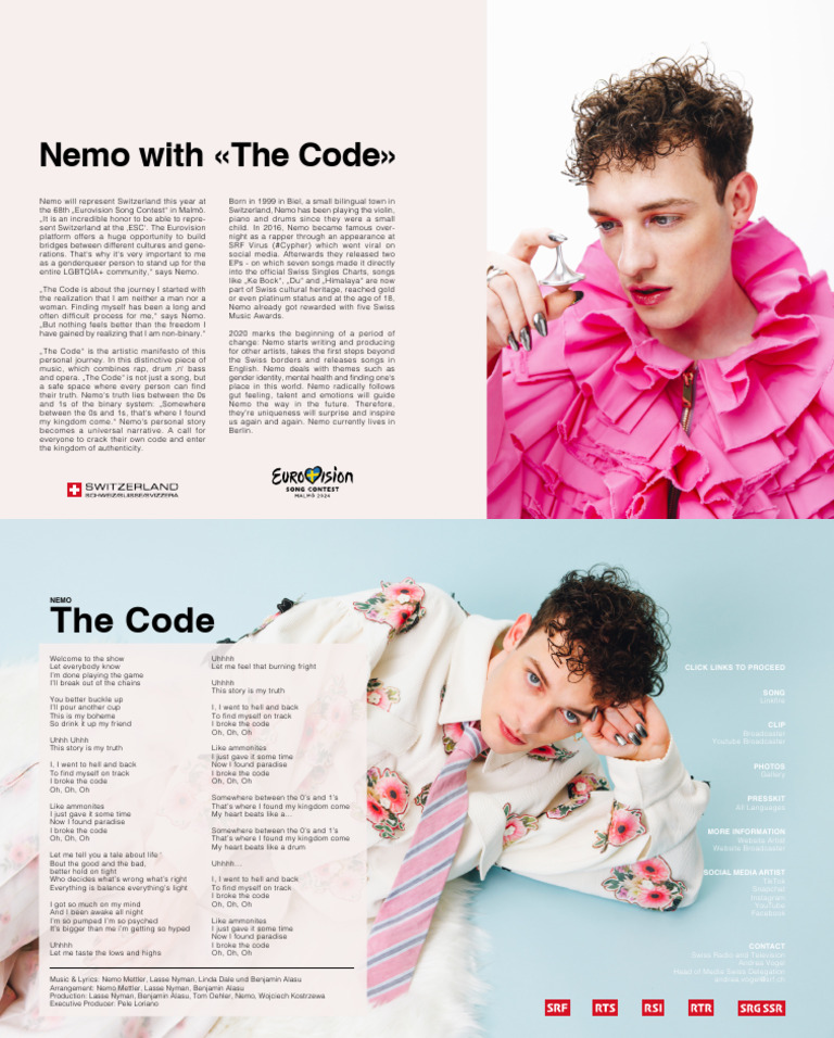 SRF ENG Nemo Presskit ESC 2024 | PDF | Art