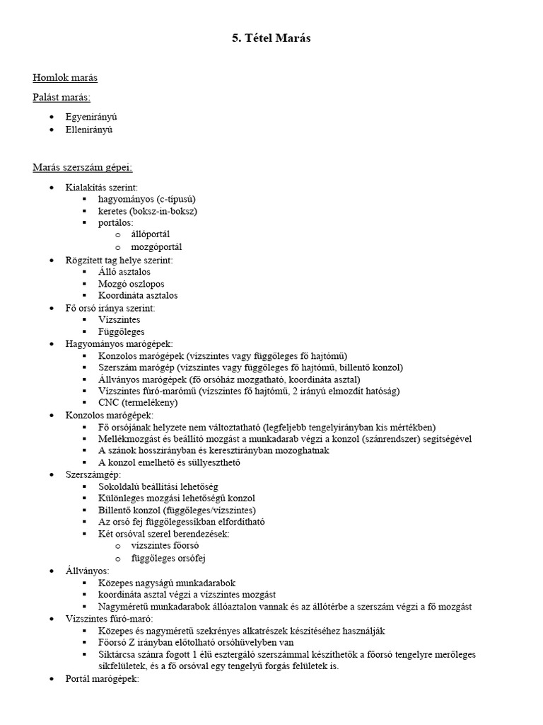 5 Tétel Marás | PDF