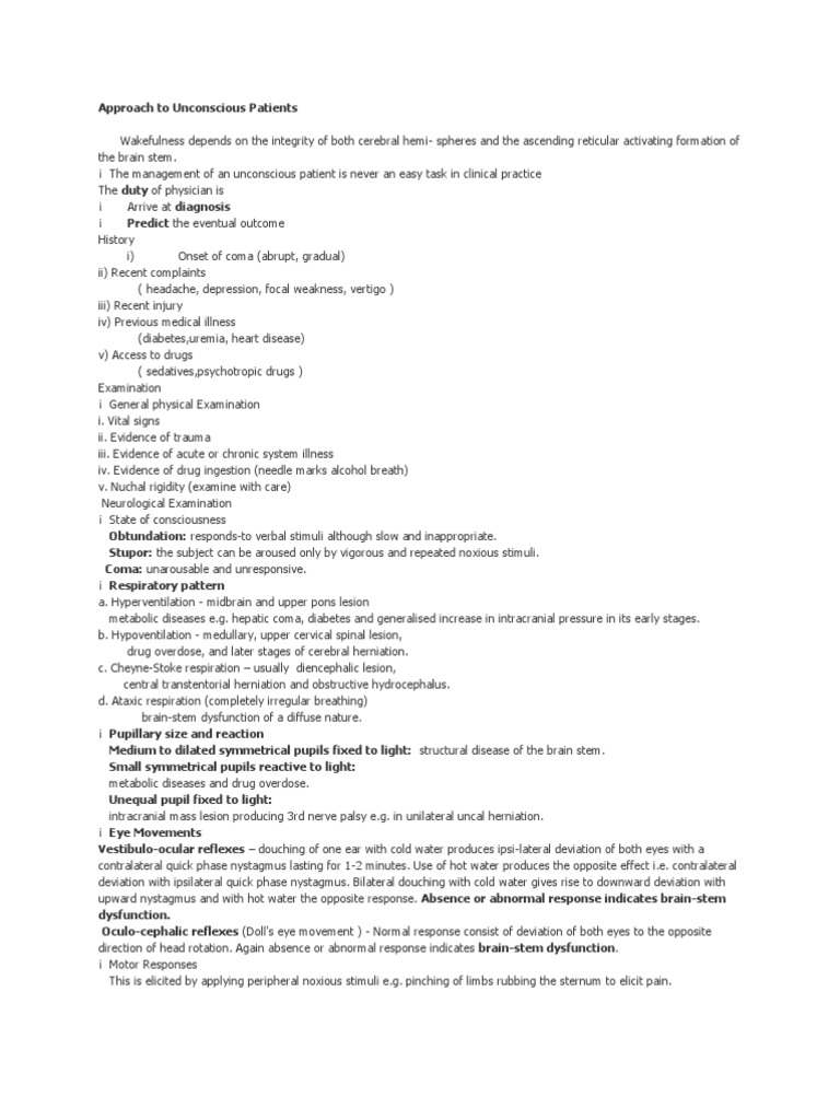 Approach to Unconscious Patients | Coma | Clinical Medicine