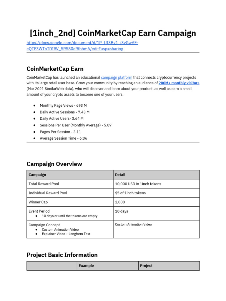 (1inch - 2nd) CoinMarketCap Earn Campaign | PDF | Cryptocurrency | Computing
