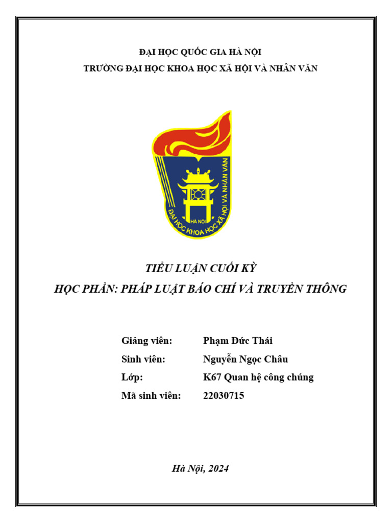 Pháp Luật Đạo Đức Báo Chí Cuối Kỳ | PDF