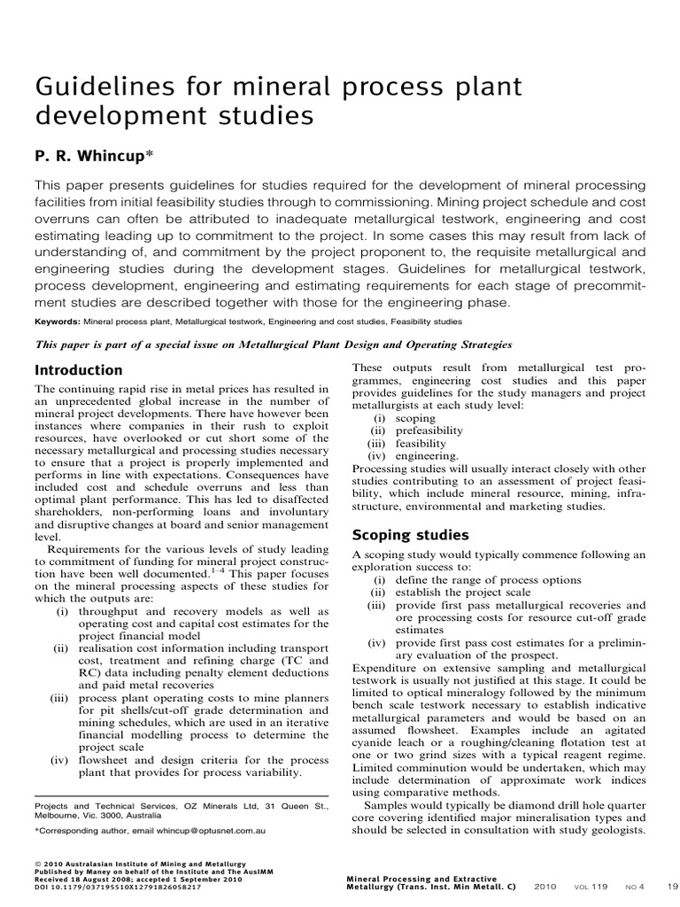Guia para El Desarrollo de Planta de Minerales | PDF | Mining | Net Present Value