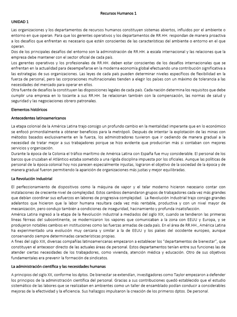 Resumen Completo Adm RRHH | PDF | Gestión de recursos humanos | Business