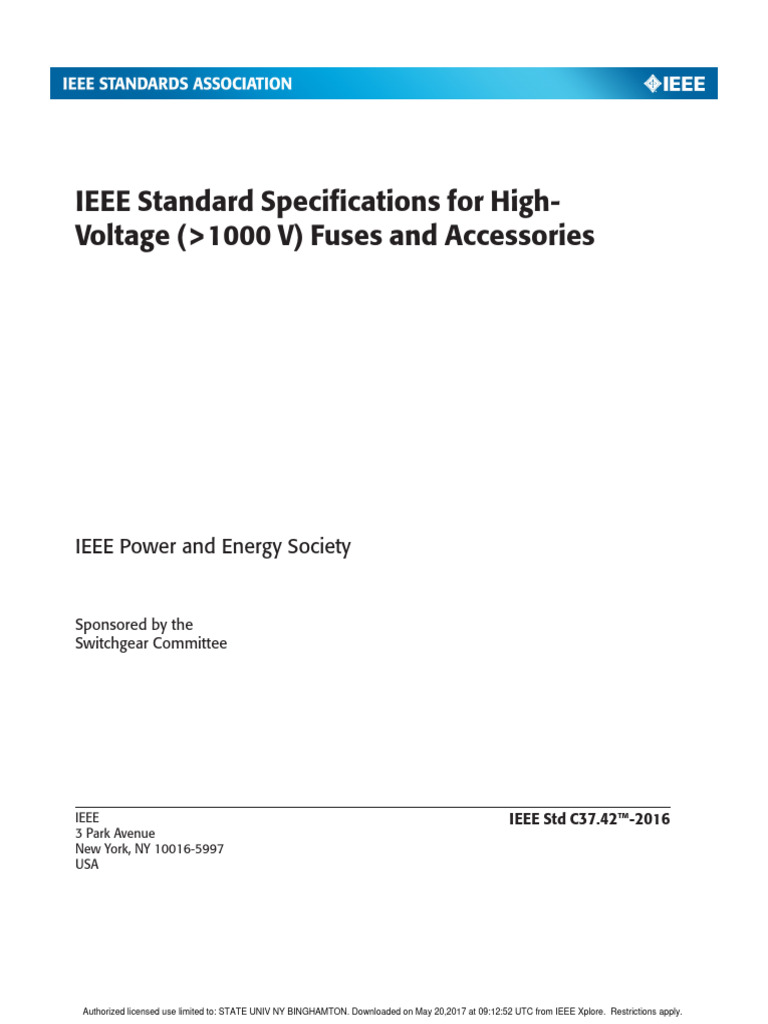 Ieee Standard Specifications For Highvoltage 1000 V Fuses and Ac | PDF ...