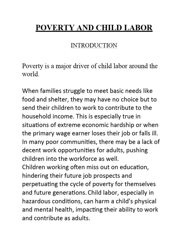 POVERTY AND CHILD LABOR | PDF | Child Labour | Labour Economics