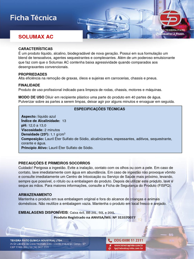 Ficha Técnica Solumax AC | PDF