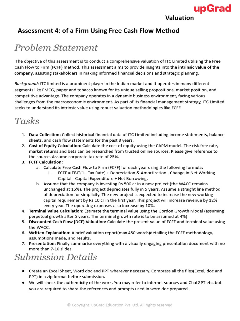 FMA Assessment 4 | Download Free PDF | Free Cash Flow | Valuation (Finance)